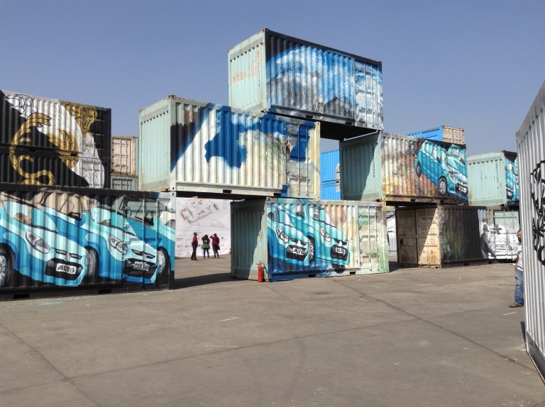 Street Art on Shipping Containers in Tughlakabad Yard