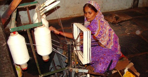 Solar powered charkha set up in Khadi mills