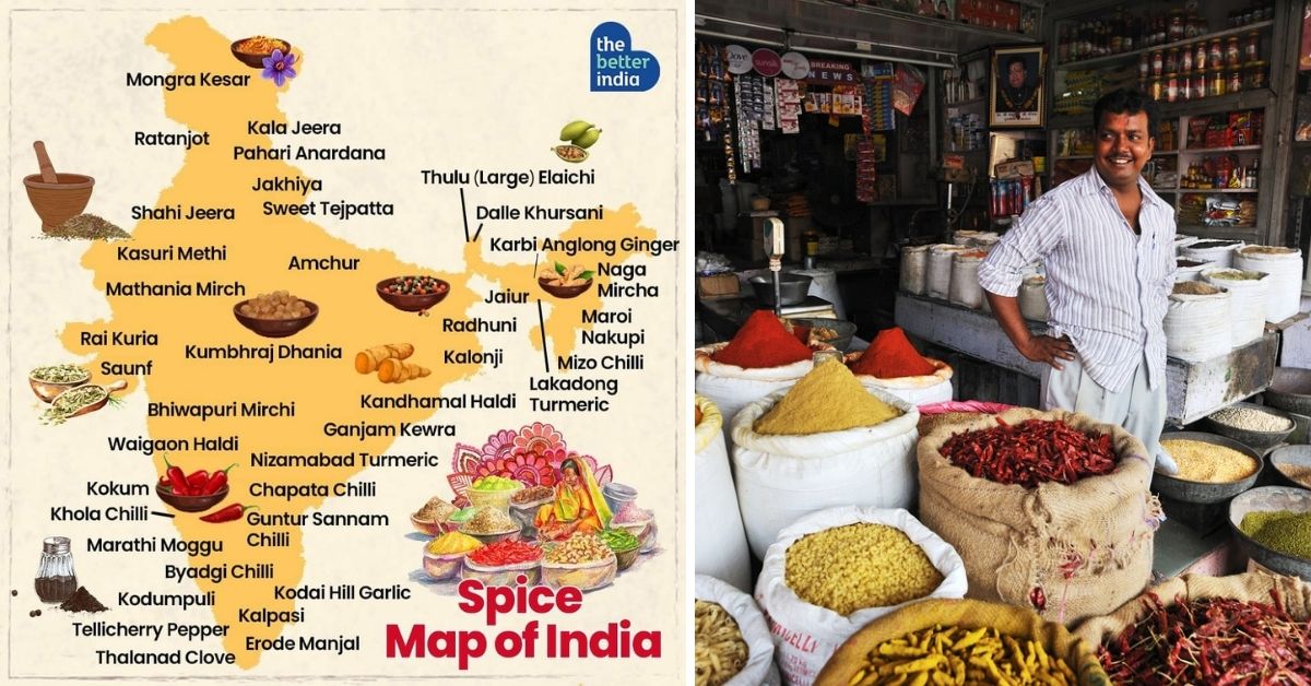 Indian spices map best turmeric chilli ginger garlic pepper gi tag food ...